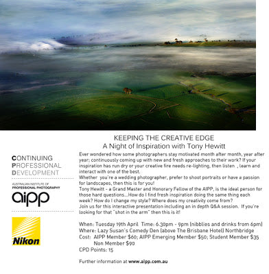 Upcoming AIPP Event with Tony Hewitt – Camera Electronic