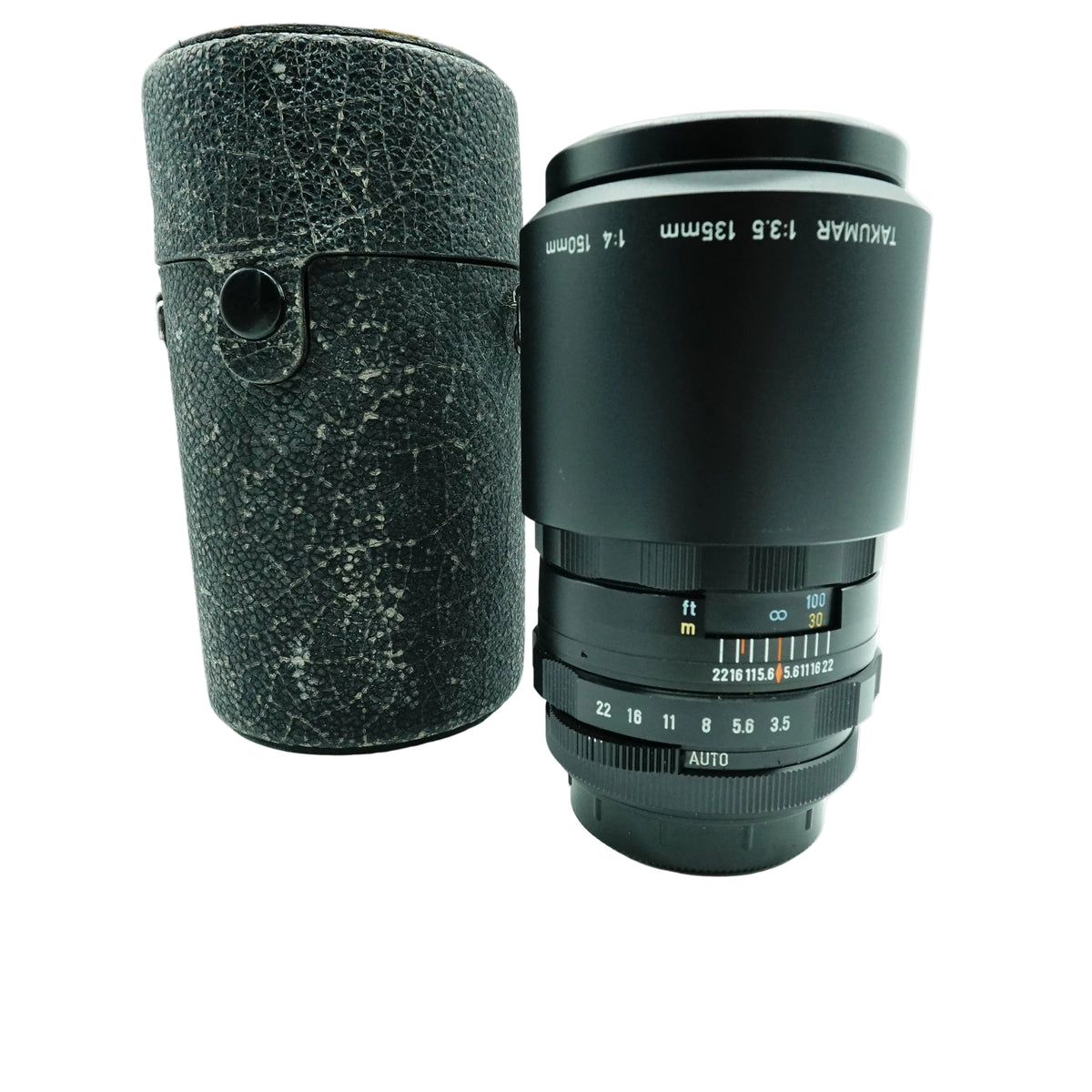 Pre Owned Pentax 135mm f3.5 Takumar W/ Hood, Caps, Pouch SN: 6001035 ...