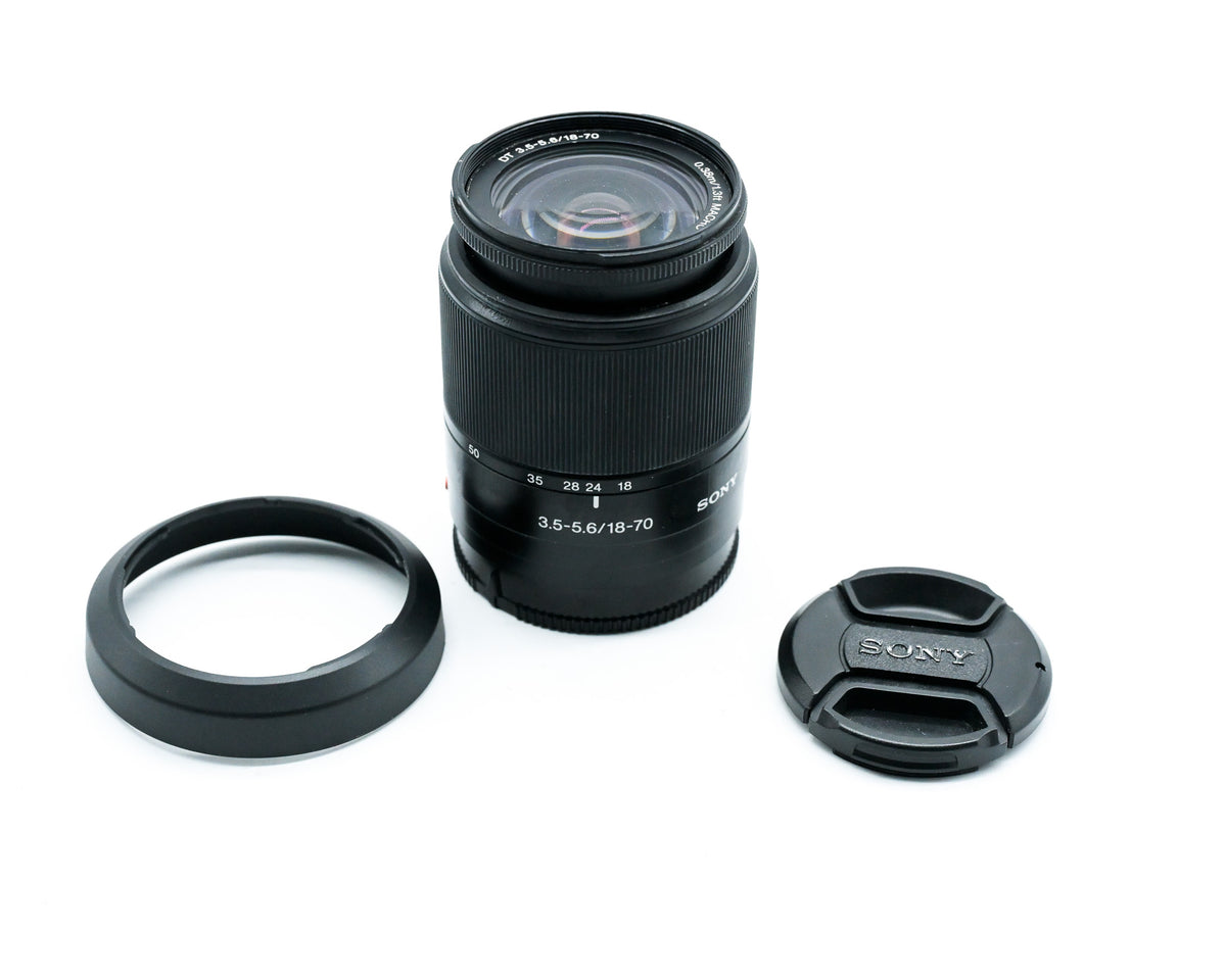 Pre Owned Sony A 18-70 f3.5-5.6 Lens W/ Hood, Caps SN: 3426740 – Camera ...