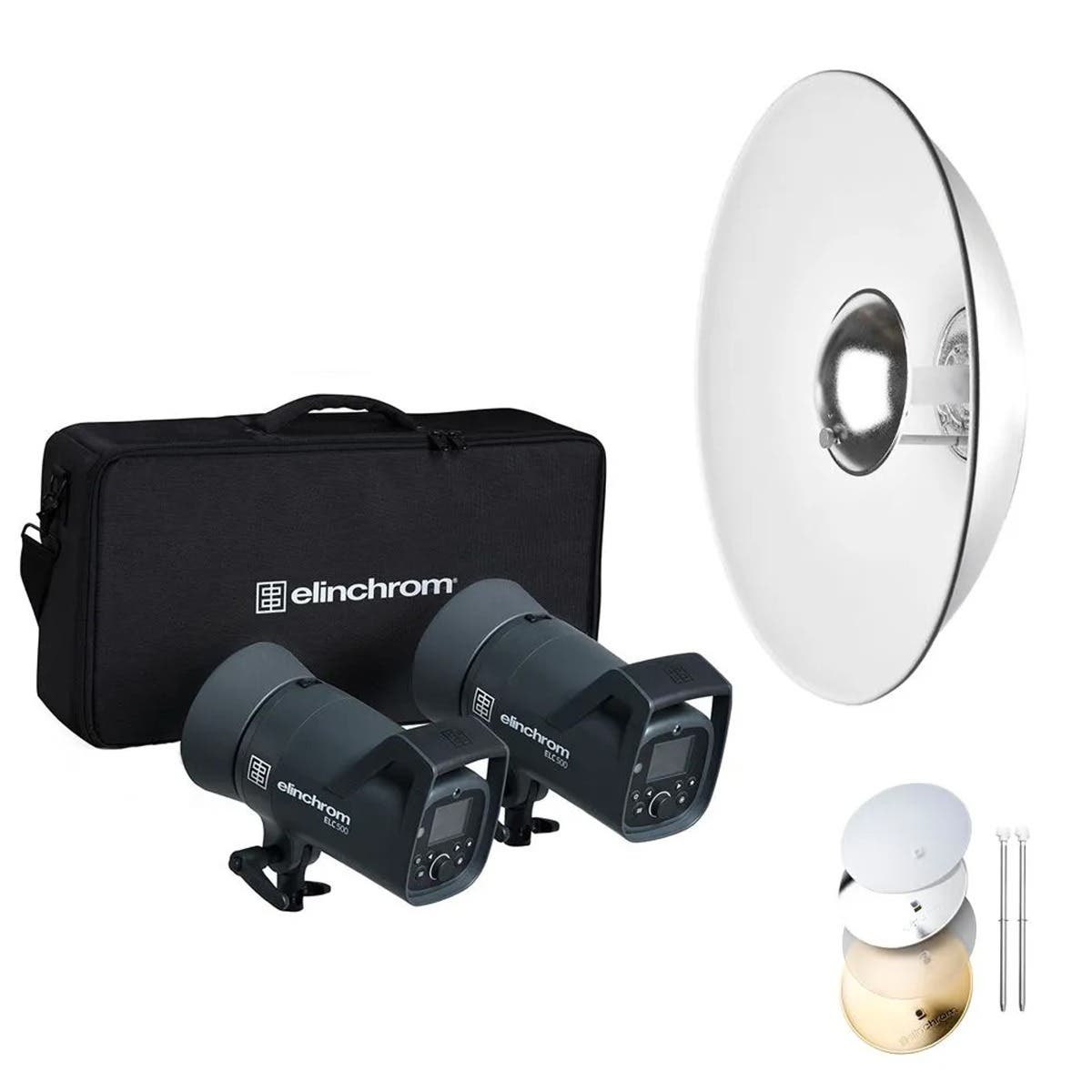 Elinchrom ELC 500/500 Studio Flash Set Inc Beauty Dish – Camera Electronic